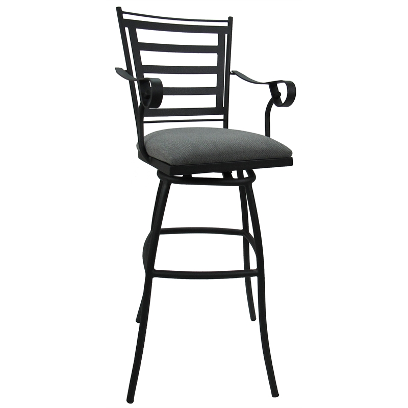Outdoor/Indoor Pub Set - Jenna 30" Stool with Arms - Charcoal - Black ...