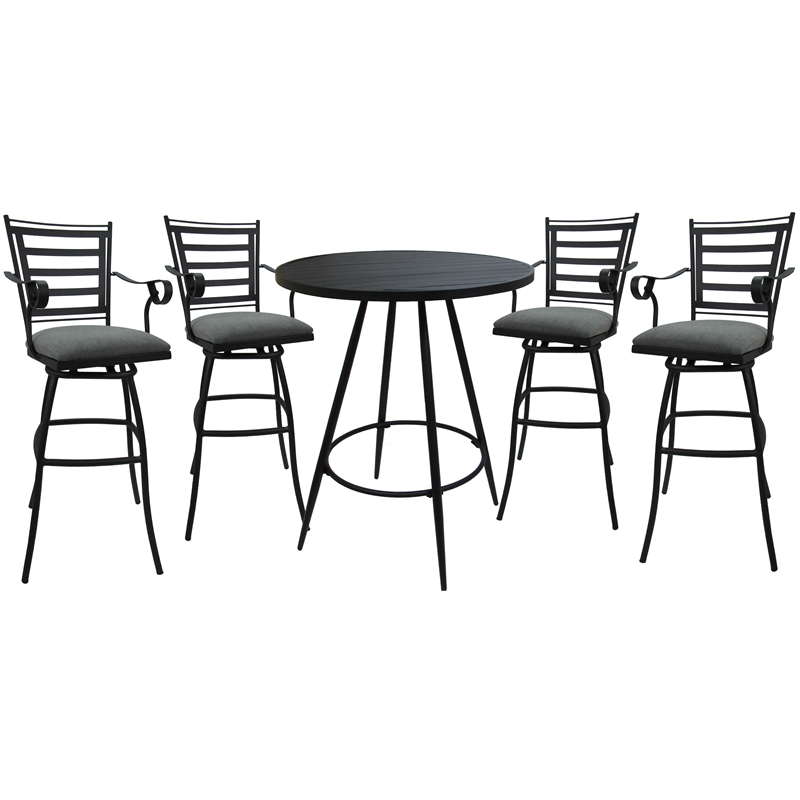 Outdoor/Indoor Pub Set - Jenna 30" Stool with Arms - Charcoal - Black ...