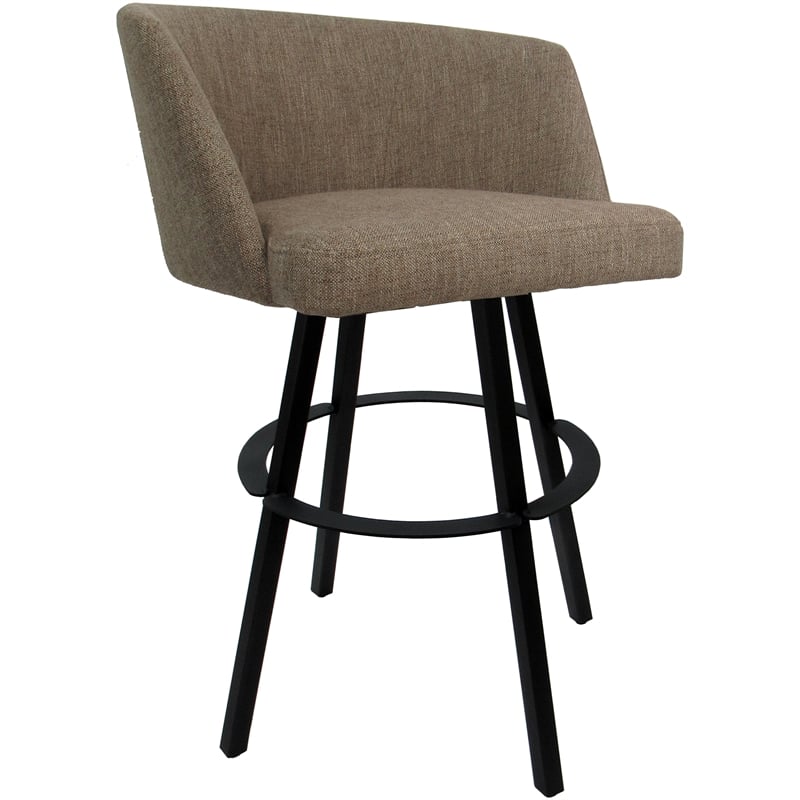 Swivel Metal Bar Stool 30" Seat - Joey - Basin Beige - Black | Cymax ...