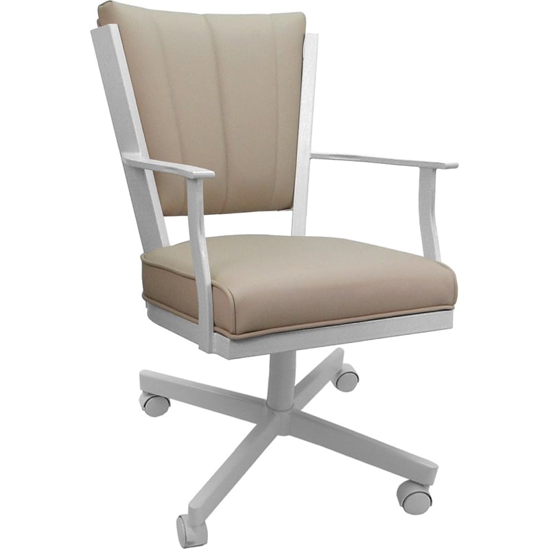 Leather Montana Dining Caster Chair Swivel Tilt - Tan on White