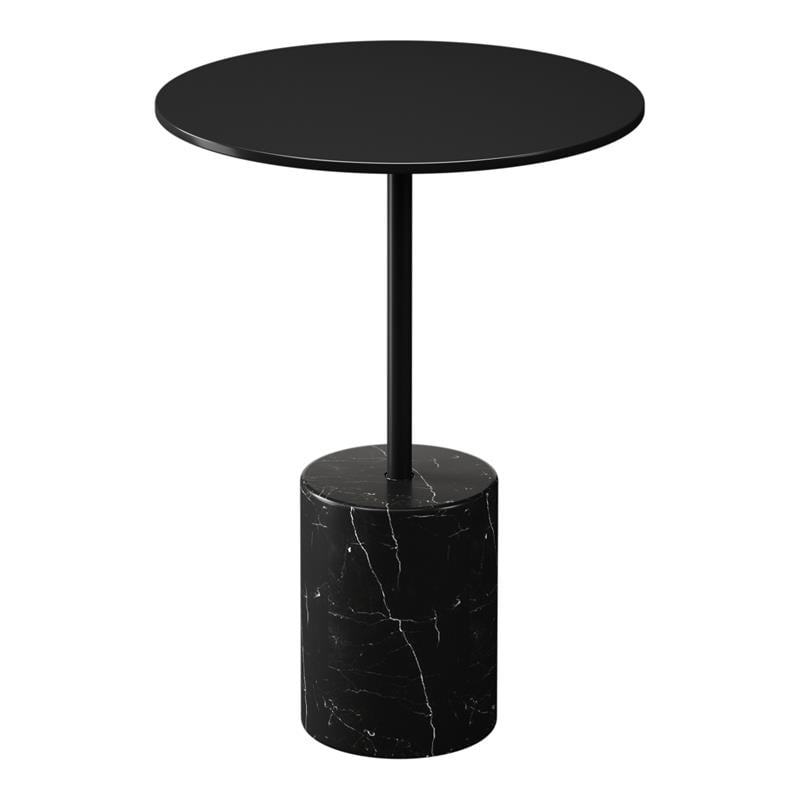 Aron Living Poke 12.6" Mid-Century Marble and Metal Side Table in Black ...