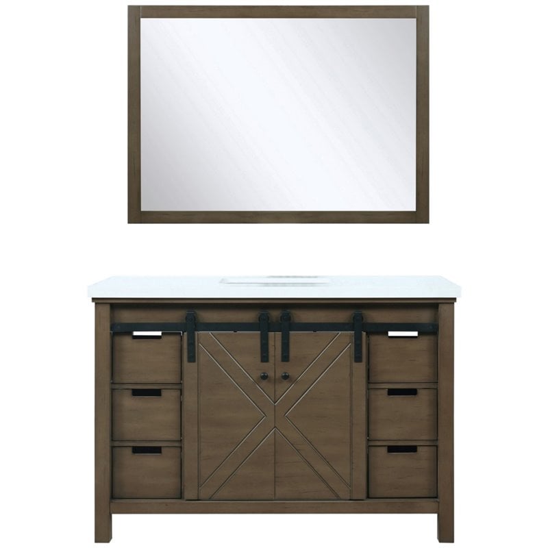 Lexora Home Marsyas 48" Quartz Top Single Vanity in Rustic Brown ...