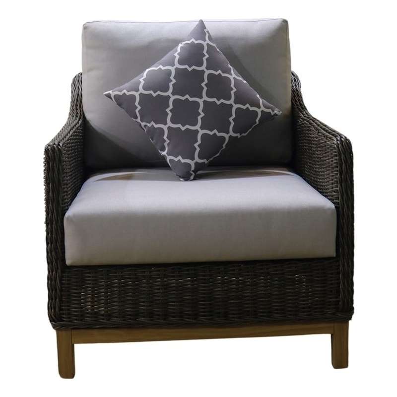 Teva Patio Furniture Napa Brown/Beige Wicker Club Chair with Silver ...