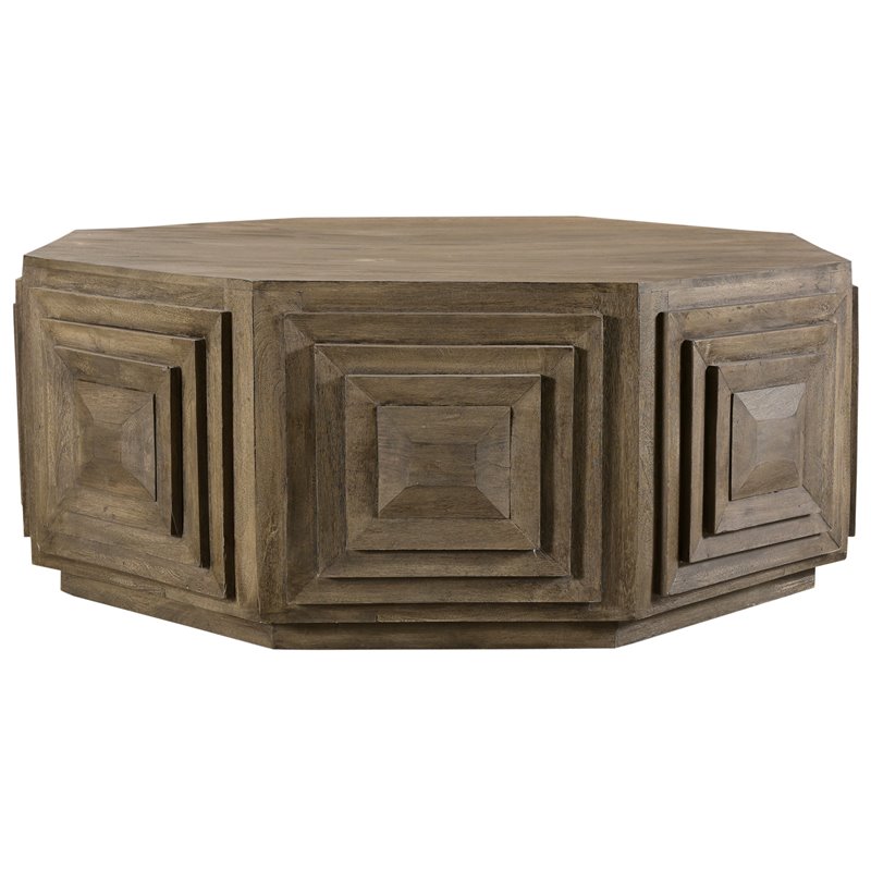 Gamble Solid Wood Octagonal Cocktail Table with Terraced Details in ...