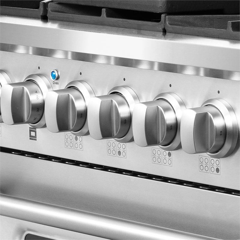 48 in. 5.5 cu ft Double Oven Gas Range with 8 Italian Burners in ...