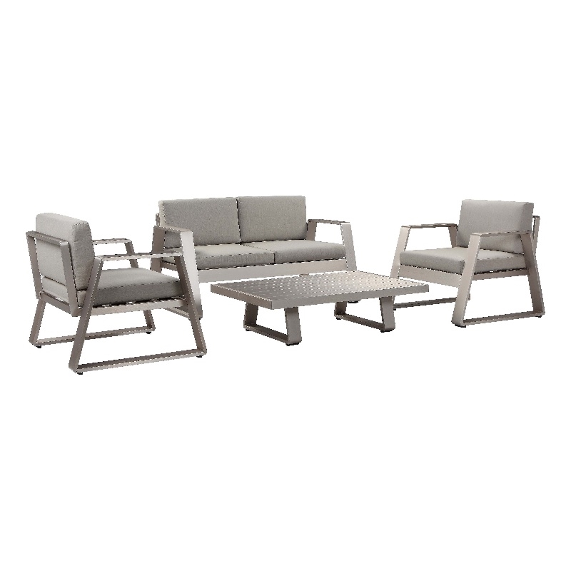 Pangea Home Air 4-Piece Modern Aluminum Sofa Set in Gray Finish | Cymax Business