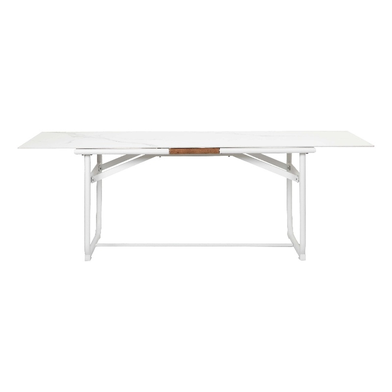 Pangea Home Dean 30x87" Modern Aluminum Dining Table in White Finish ...
