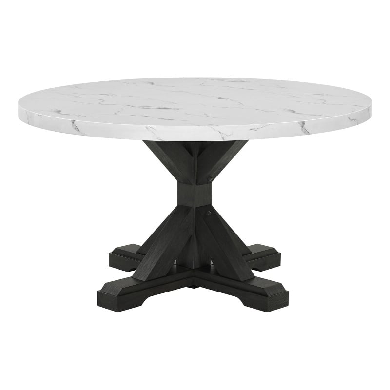 Best Quality Furniture Faux White Marble Dining Table with Dark Rustic ...