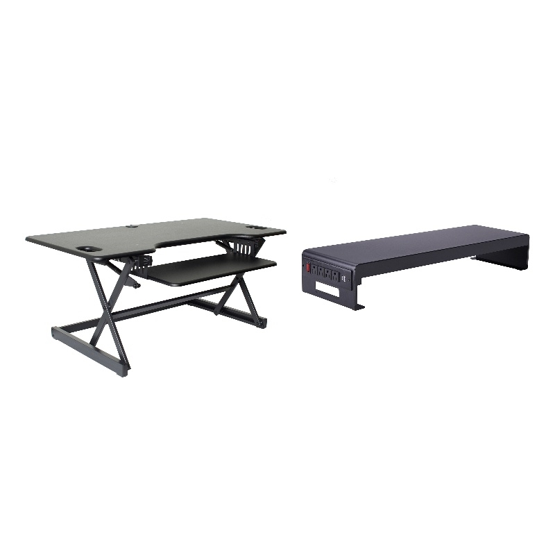 Rocelco 46" Adjustable Standing Desk Converter w/Monitor Stand BUNDLE ...