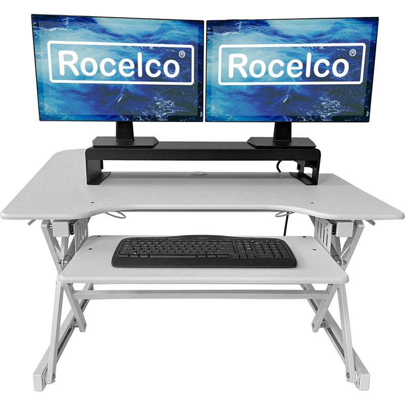 Rocelco 40" Adjustable Standing Desk Converter w/Monitor Stand BUNDLE ...