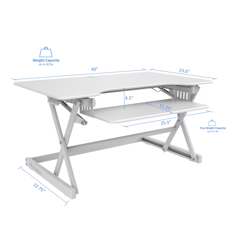 Rocelco 40" Adjustable Standing Desk Converter w/Monitor Stand BUNDLE ...