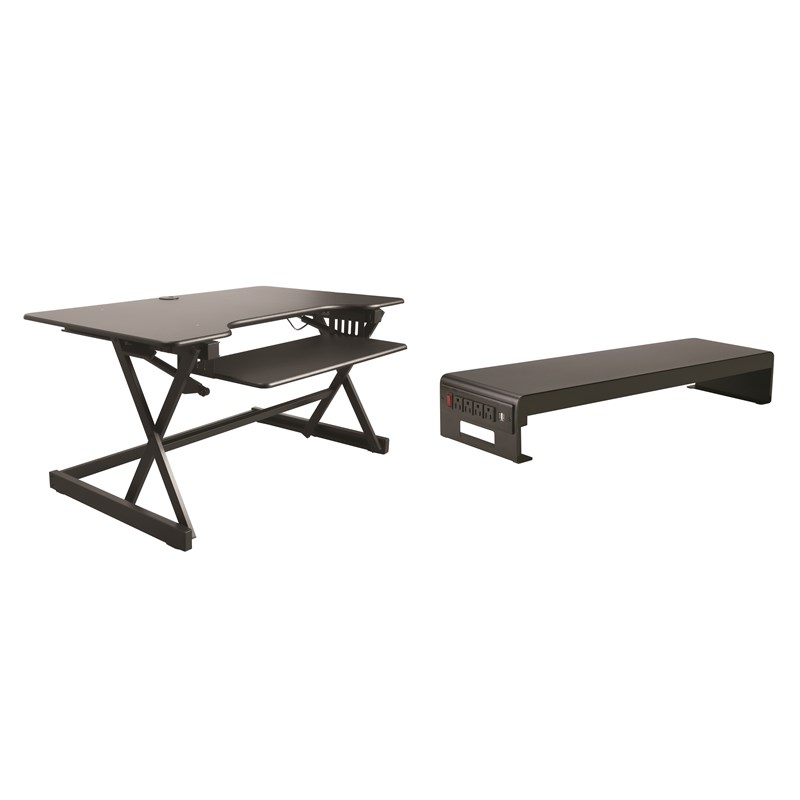 Rocelco 40" Standing Desk Converter with ACUSB and Dual Monitor Stand ...