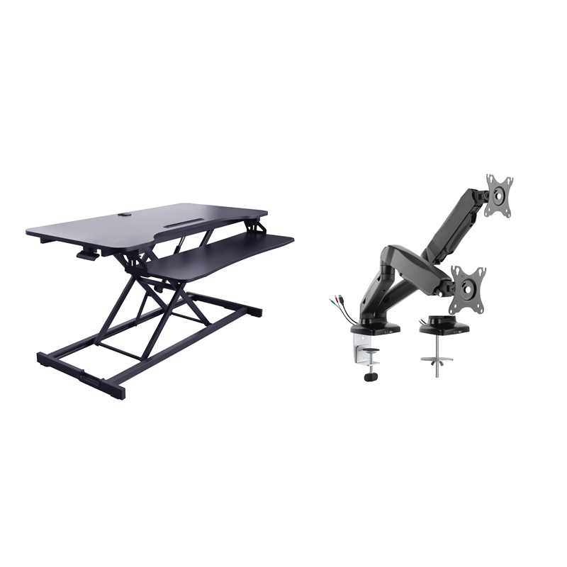 Rocelco 43" Standing Desk Converter w Tablet Slot and Dual Monitor ...
