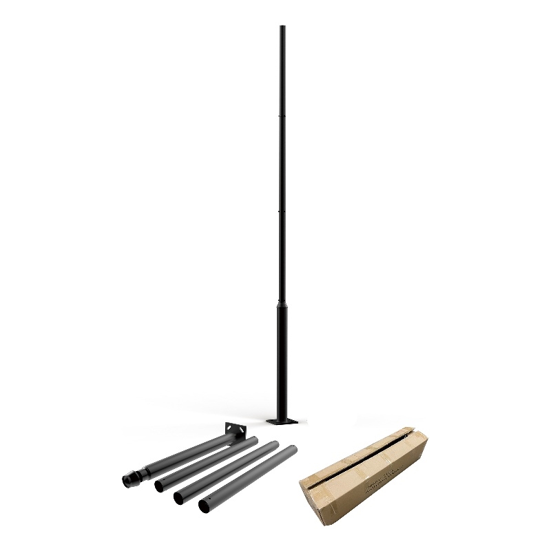 Afuera Living Black Outdoor Universal Light Post Pole with Metal Rebar ...