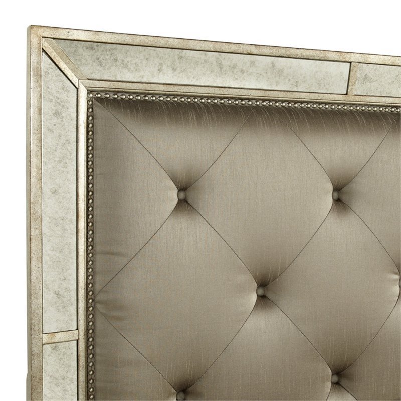 Pulaski Farrah King Upholstered Panel Bed in Gold | Cymax Business