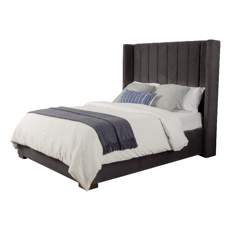 Republic Design House Ciara Wingback Channel Tufted Grey Queen ...