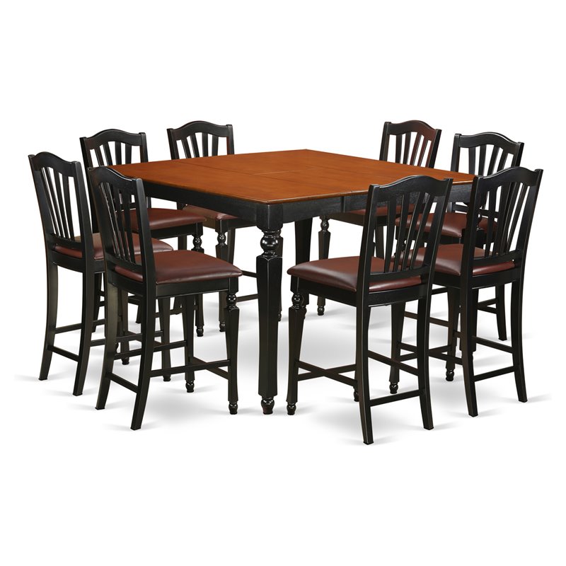 East West Furniture Chelsea 9-piece Wood Dining Table Set in Black ...