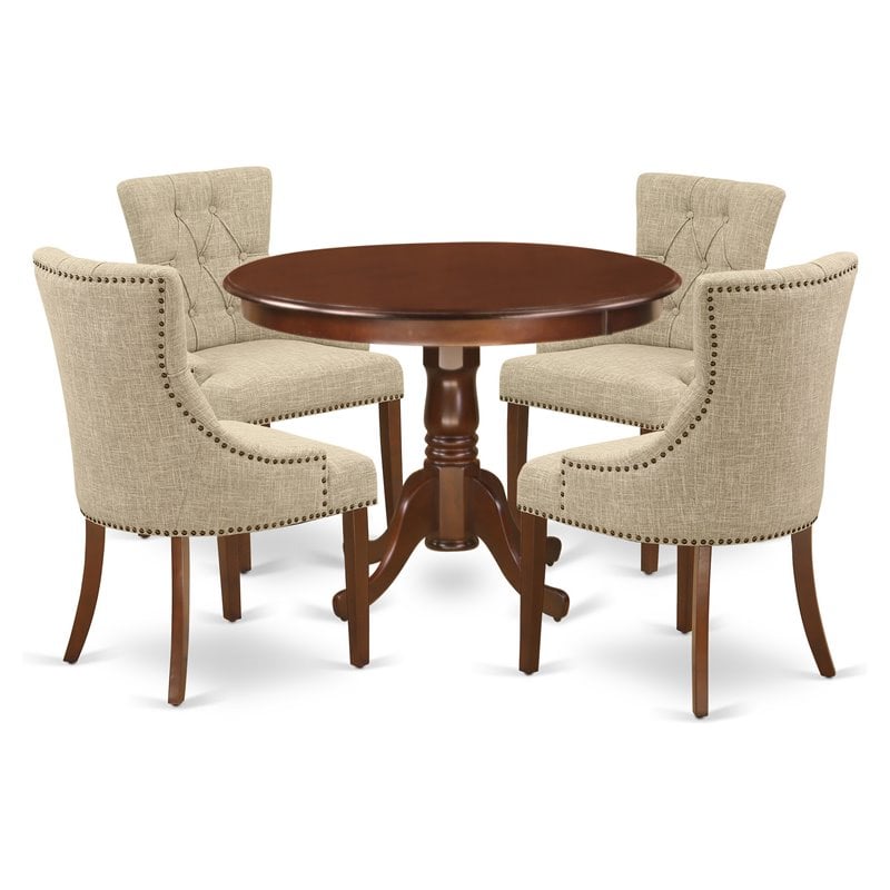 East West Furniture Hartland 5-piece Wood Dining Table and Chairs in ...