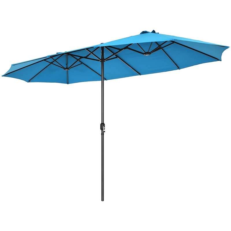 15FT Patio Double Sided Umbrella Crank Garden Blue | Homesquare