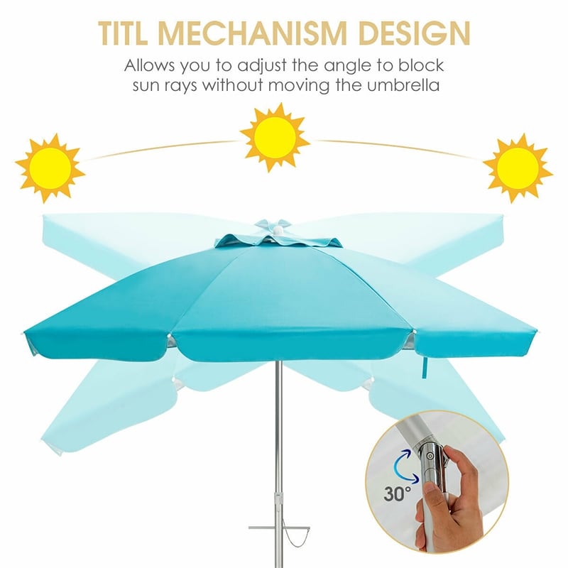 6.5FT Patio Beach Umbrella Sun Shade Tilt W/Carry Bag Blue | Cymax Business