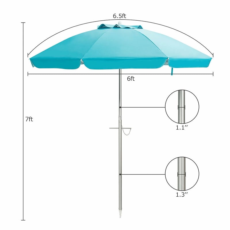 6.5FT Patio Beach Umbrella Sun Shade Tilt W/Carry Bag Blue | Cymax Business