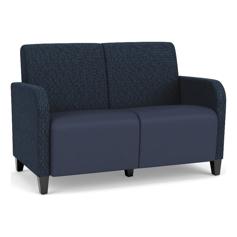 Siena 2-Seat Reception Tandem Seating / Black Steel Legs / Blue / Dark ...