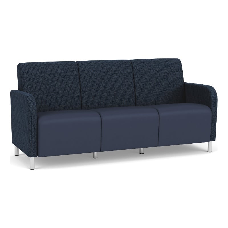 Siena 3-Seat Reception Tandem Seating / Brushed Steel Legs / Blue ...