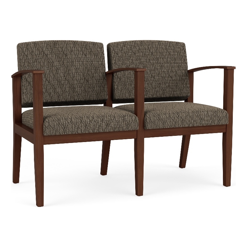 Amherst Wood Reception Waiting 2 Seat Tandem Seating / Walnut Wood / Brown