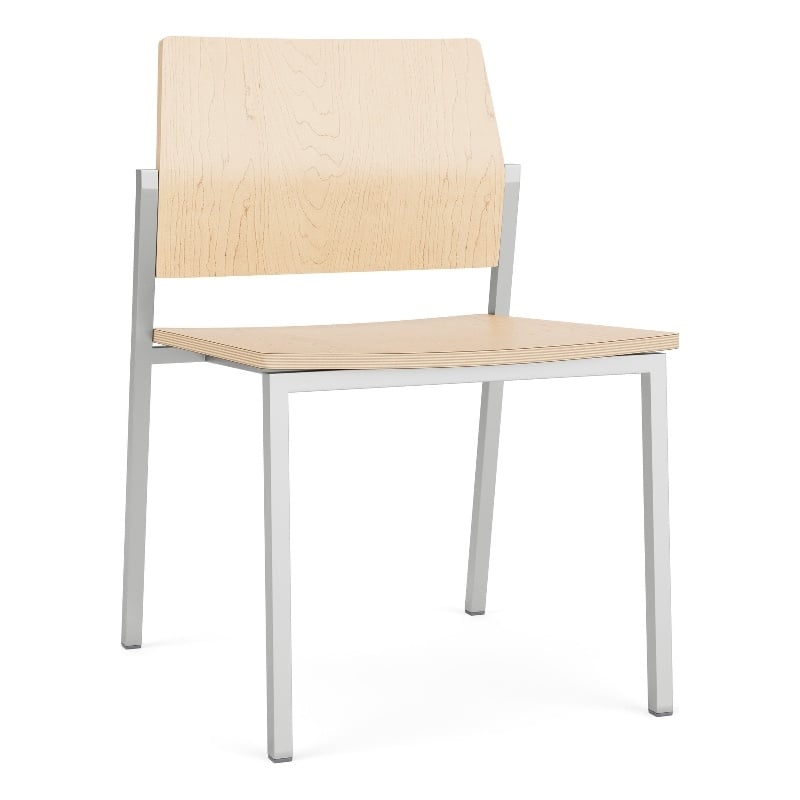 Avon Reception Waiting Armless Chair HPL Seat Back / Silver Steel / Natural
