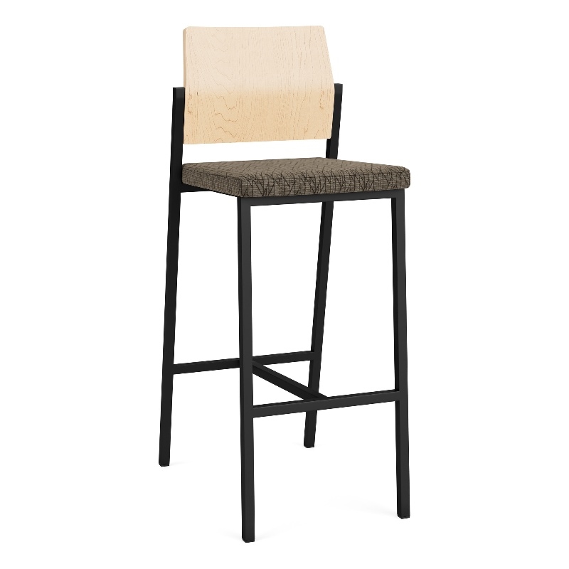 Avon Reception Cafe Stool UPH Seat HPL Back / Black Steel / Natural ...