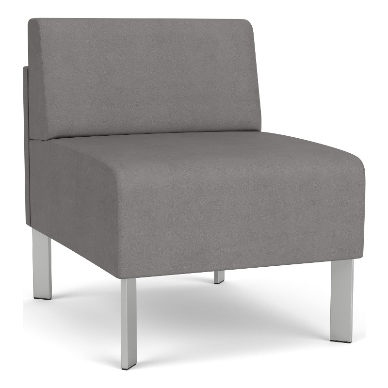 Luxe Lounge Reception Armless Guest Chair / Silver Steel Legs / Light ...