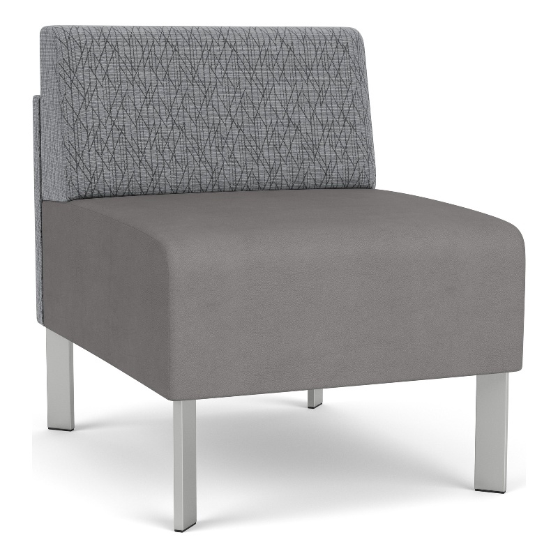 Luxe Lounge Reception Armless Guest Chair / Silver Steel Legs / Gray ...