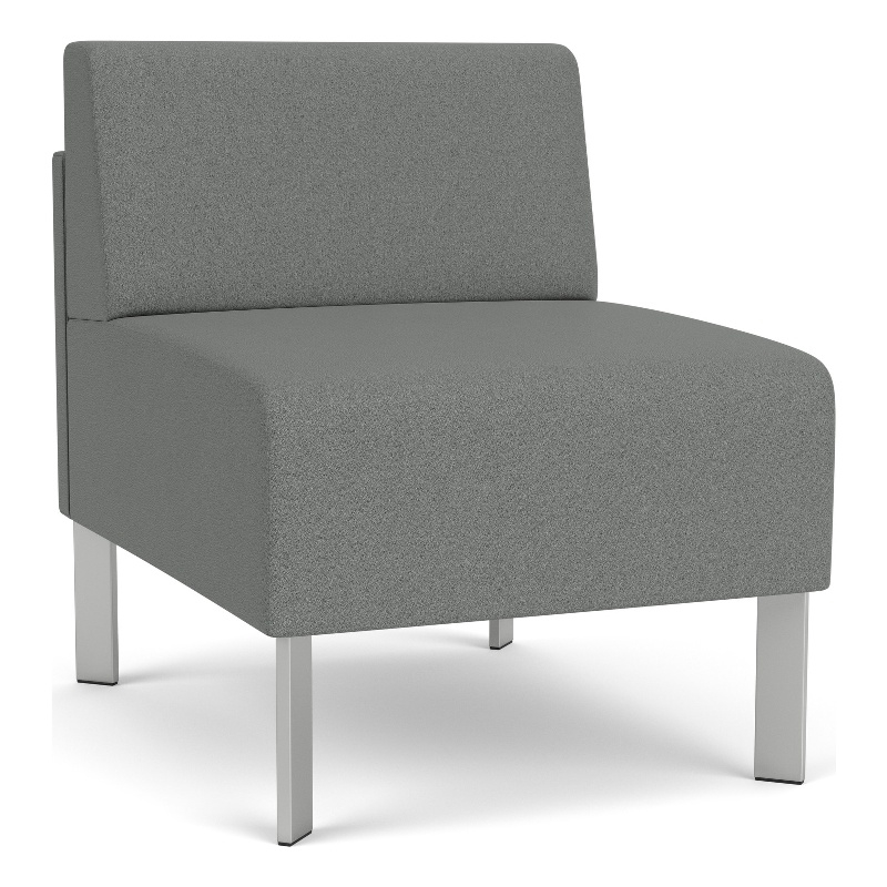 Luxe Lounge Reception Armless Guest Chair / Silver Steel Legs / Light ...