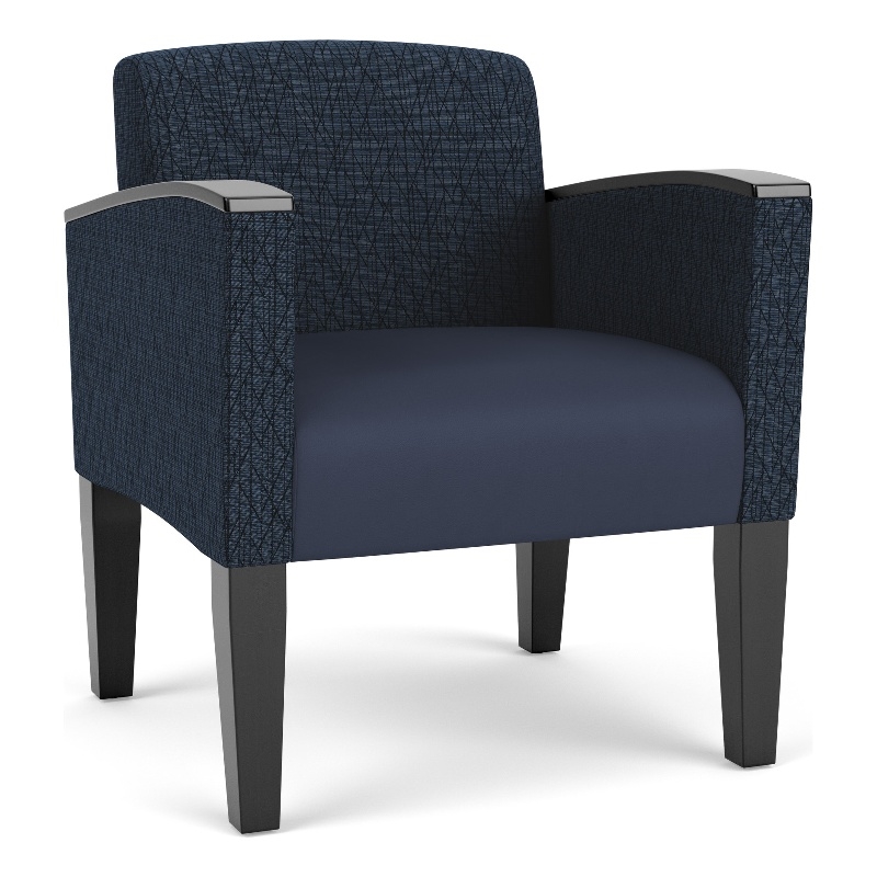 Belmont Lounge Reception Guest Chair / Black Steel Legs / Blue / Dark Blue