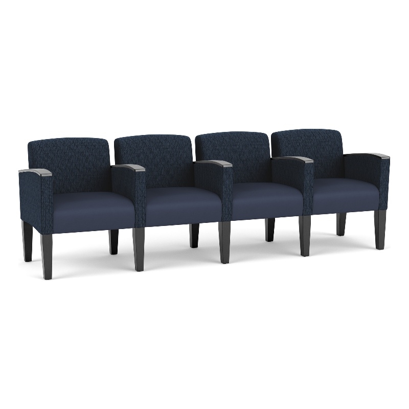 Belmont Reception 4 Seat Tandem Seating / Black Steel Legs / Blue ...