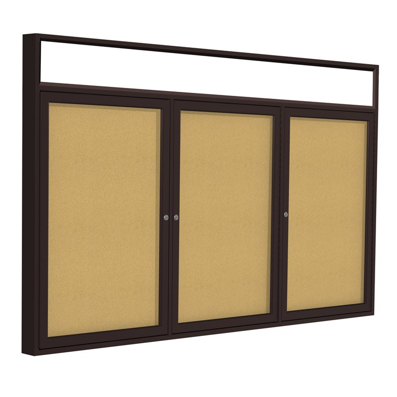 Ghent's Wood 48" x 96" 3 Door Enclosed Headliner Bulletin Board in ...