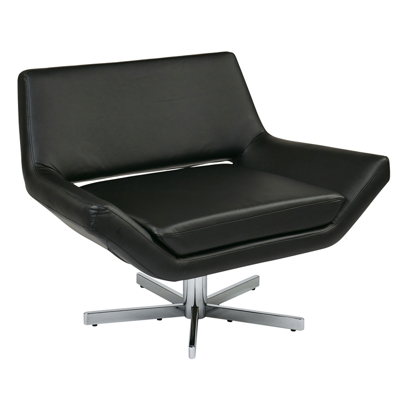 Yield 40 Inch Wide Faux Leather Swivel Chair in Black - YLD5141-B18