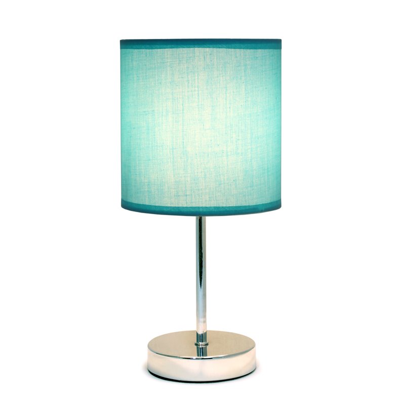 Simple Designs Chrome Metal Basic Table Lamp with Blue Shade | Cymax ...
