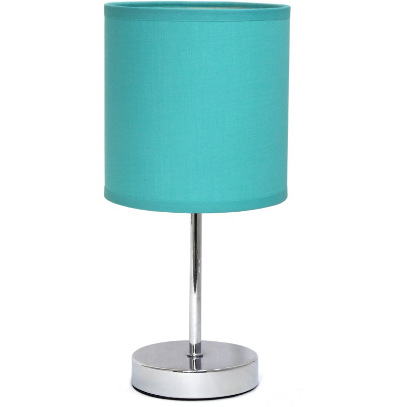 Simple Designs Chrome Metal Basic Table Lamp with Blue Shade | Cymax ...