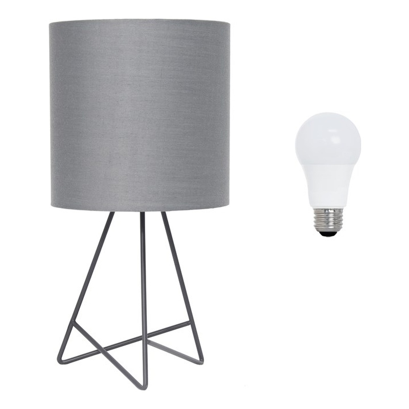 Simple Designs 14" Gray Down to the Wire Lamp with LED Bulb | Homesquare