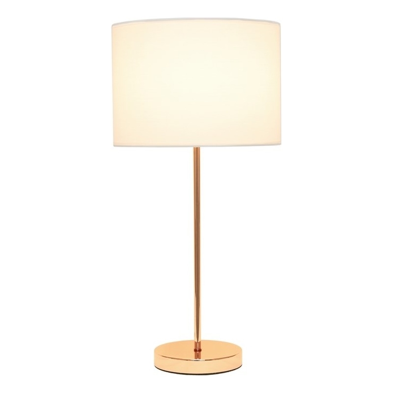 23" Rose Gold Essential Sleek and Slender Table Lamp with White Shade ...