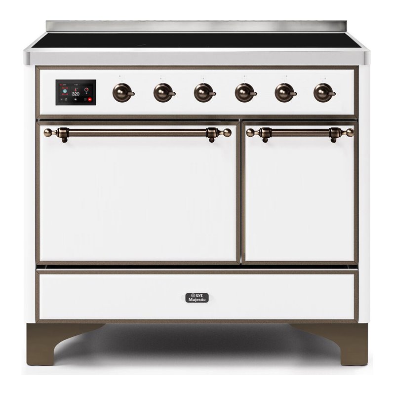 ILVE Majestic II 40" Electric Solid Door Modern Metal Range in White ...
