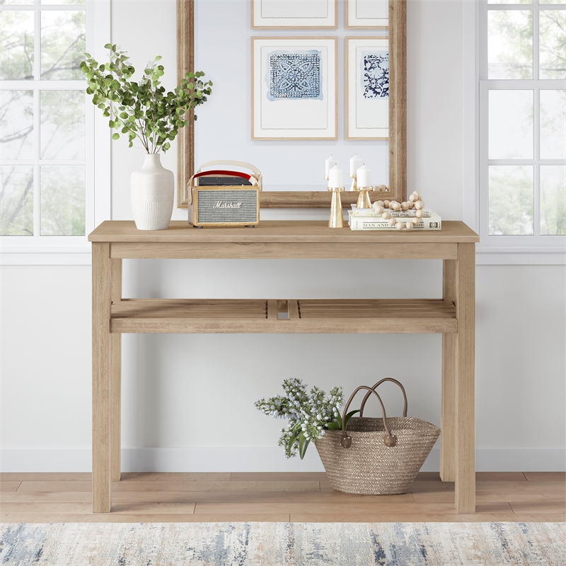 New Pacific Direct Tiburon Console Table w/ Shelf in Drifted Sand ...