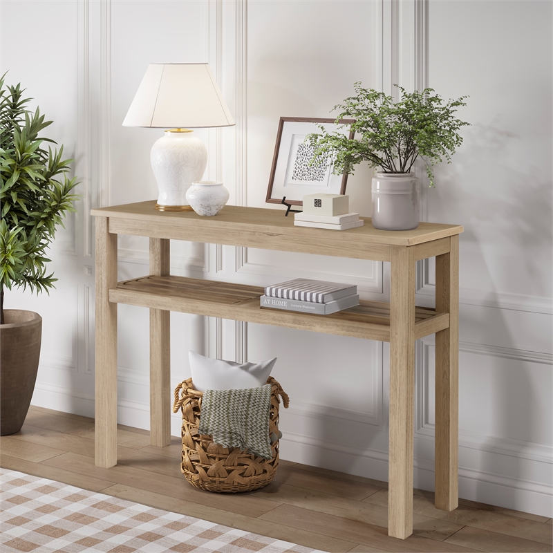 New Pacific Direct Tiburon Console Table w/ Shelf in Drifted Sand