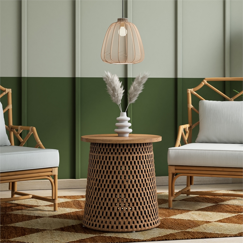 New Pacific Direct Kamari Rattan Side/End Table w/ Wood Top in Canary ...