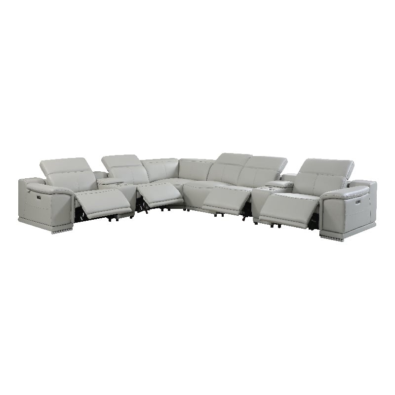 Titan Furnishings 8 Piece 1 Console 4 Power Reclining Italian Leather Sectional Cymax Business