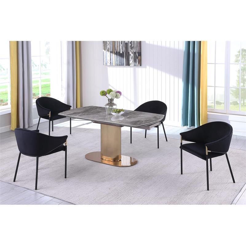 Milan Karlita Extendable Gray Marbleized Ceramic Top Dining Table w ...