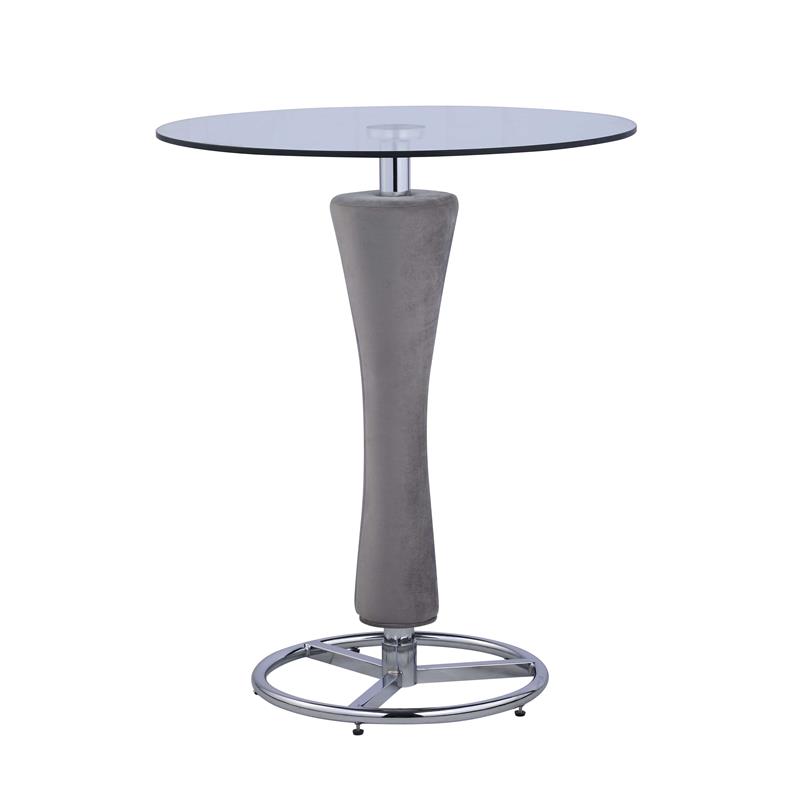 Milan Mirella Contemporary Round Glass Pub Table with Gray Upholstered ...