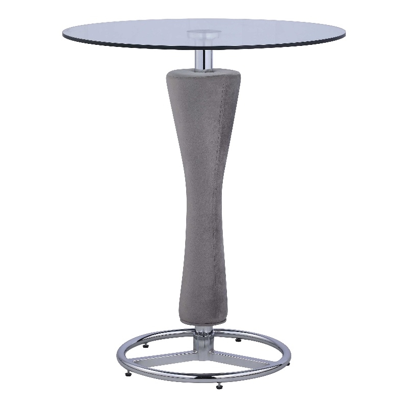 Milan Mirella Contemporary Round Glass Pub Table with Gray Upholstered ...
