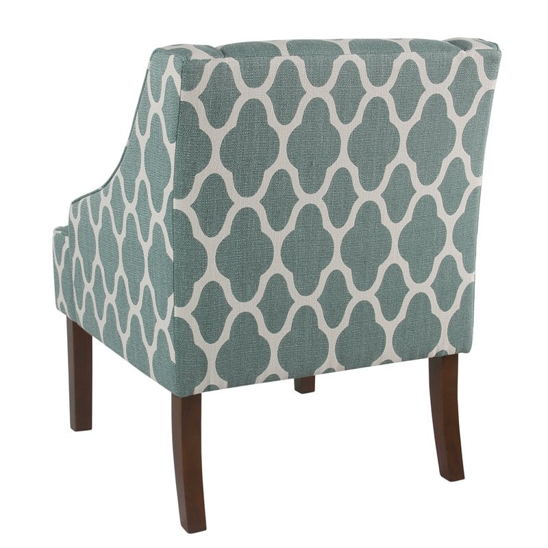 HomePop Traditional Fabric Geometric Swoop Arm Accent Chair in Teal ...
